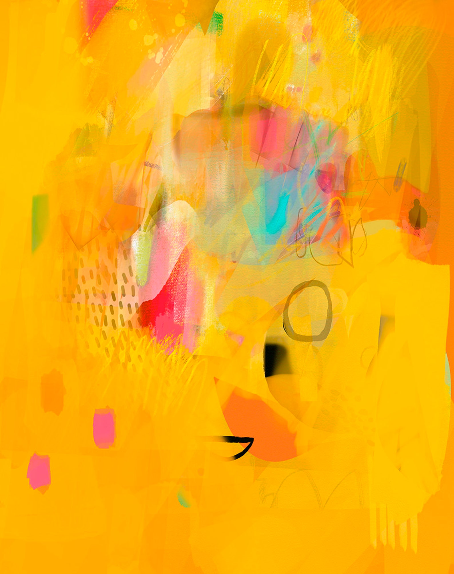 Bright and Vibrant Yellow Wall Art Abstract Painting Print - Etsy