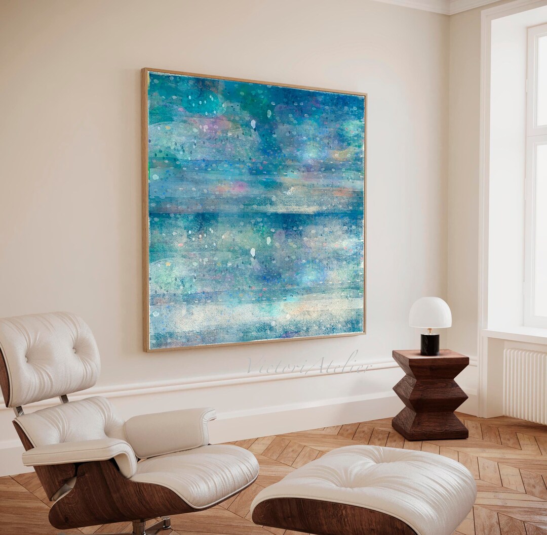 Minimalist Blue Abstract Wall Art, Blue Abstract Painting Print, Extra ...