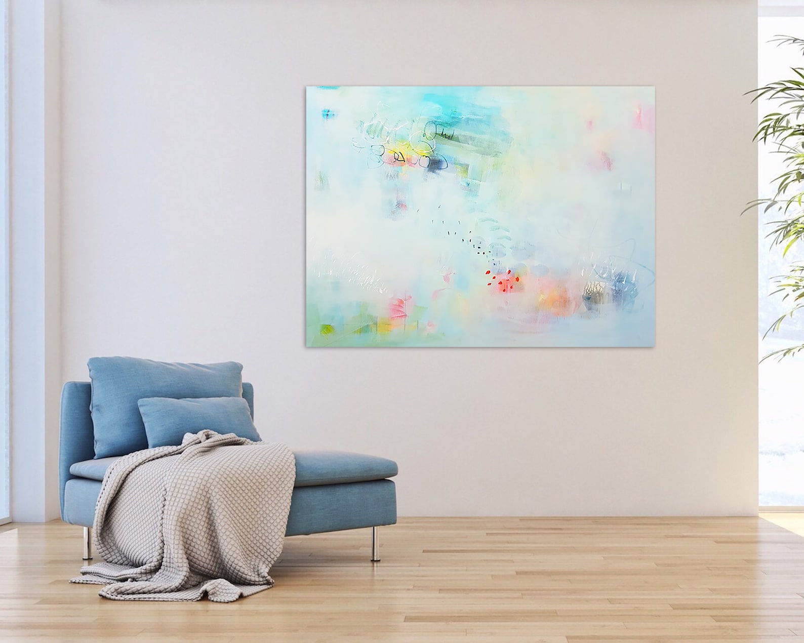 Light Blue Soft Pastel Wall Art Print Abstract Painting - Etsy