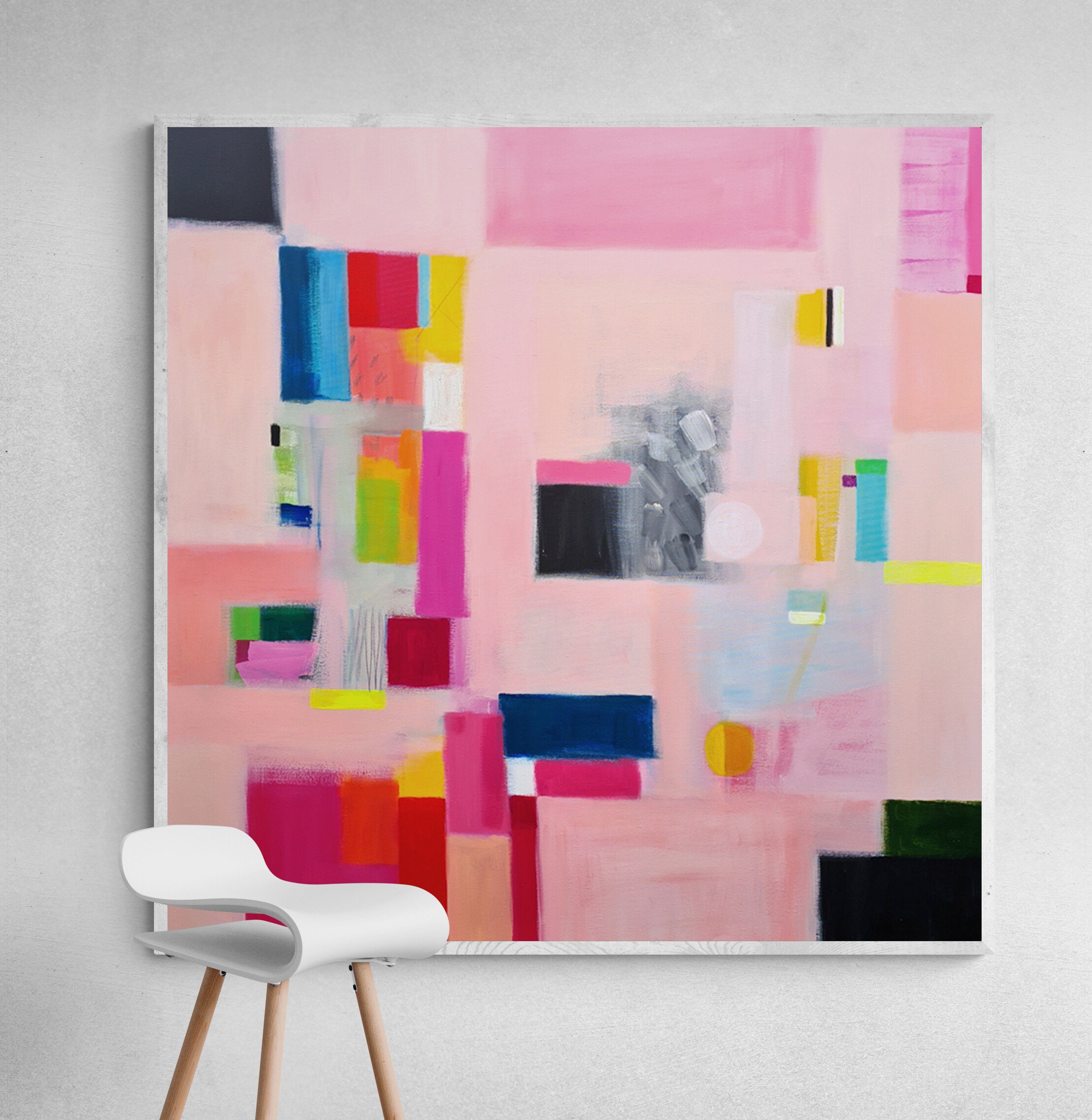 Colorful Extra Large Original Abstract Painting on Stretched - Etsy