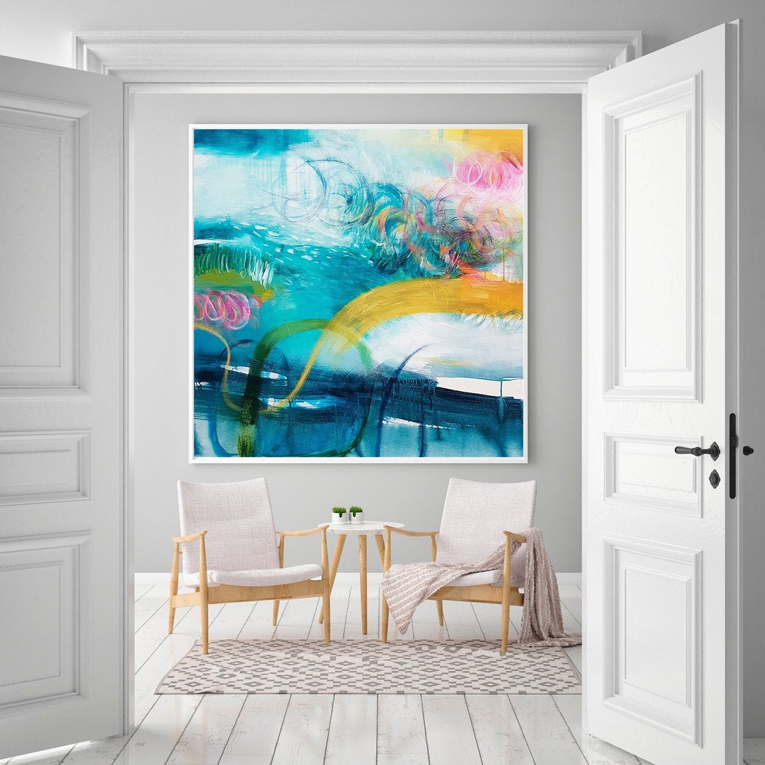 Blue Waves Extra Large Abstract Print for Living Room Decor, Beach ...