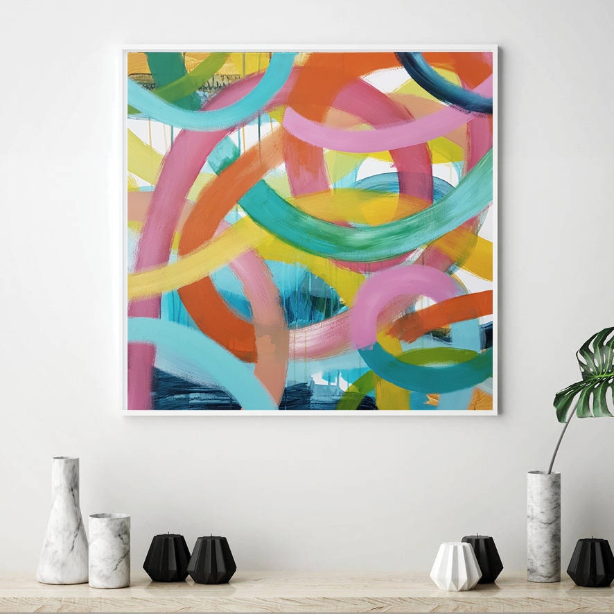 Vibrant Multicolor Abstract Large Wall Art Print Colorful | Etsy