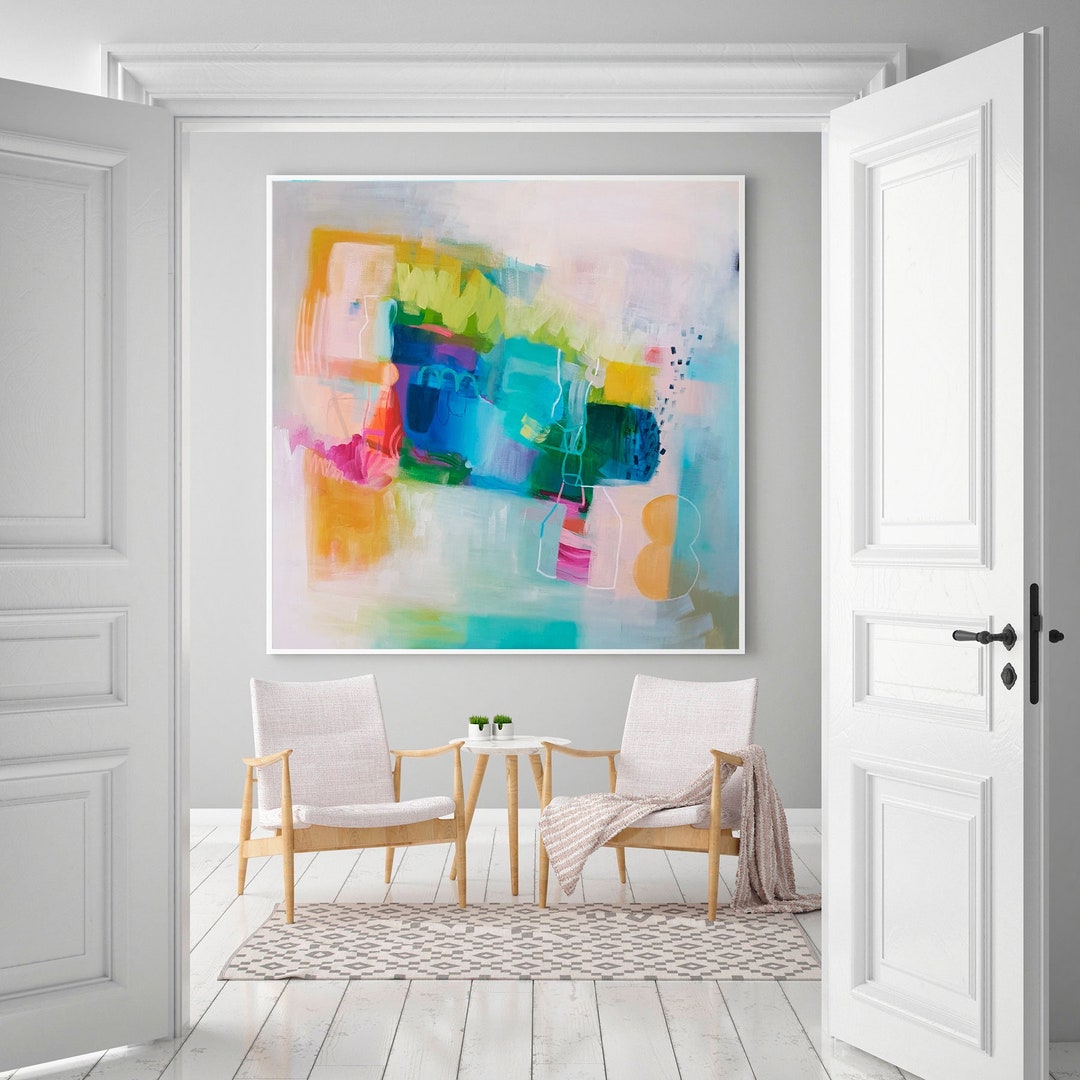Large Abstract Print Vibrant and Colorful Extra Large Wall - Etsy
