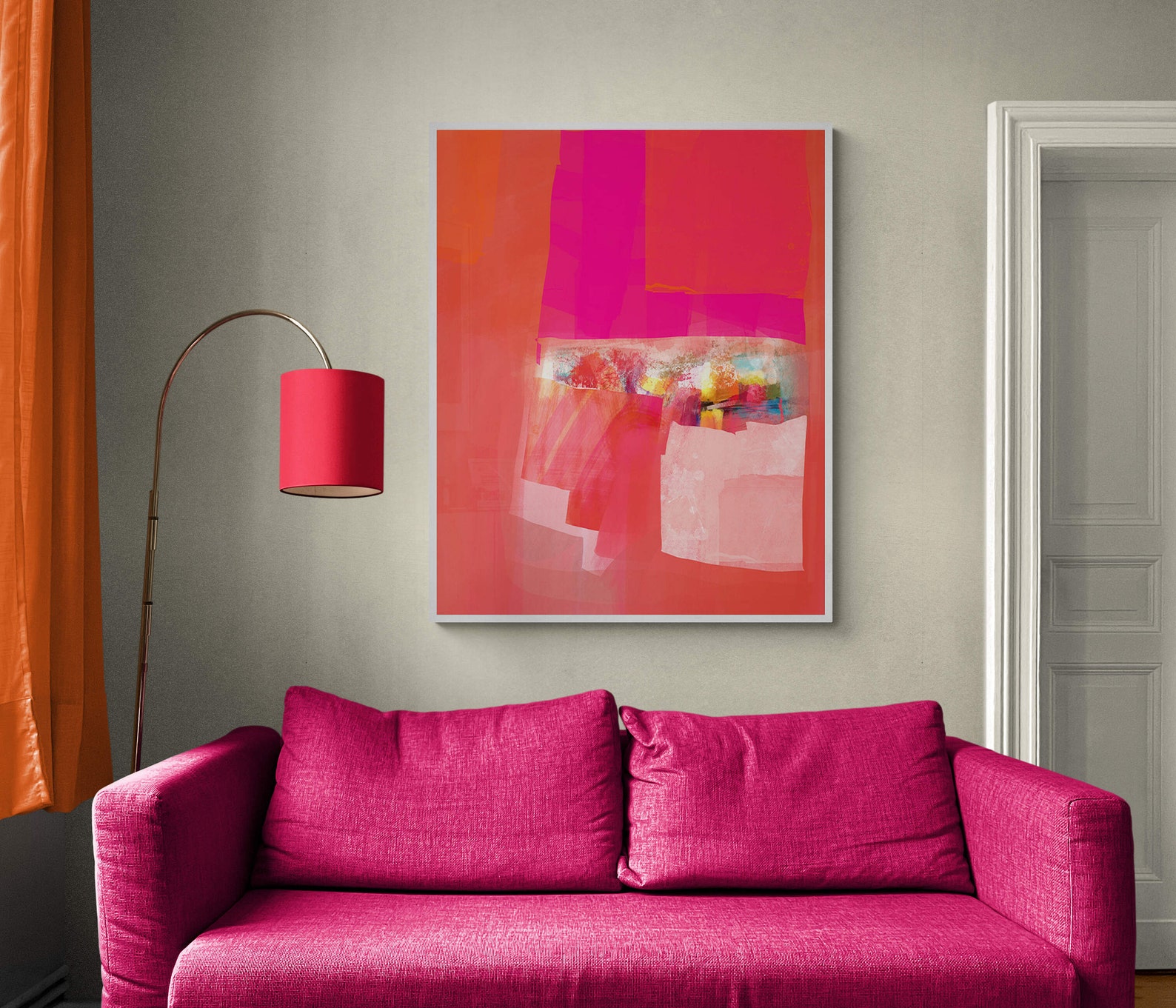 Vibrant Colorful Wall Art Print, Extra Large Abstract Print, Pink and ...