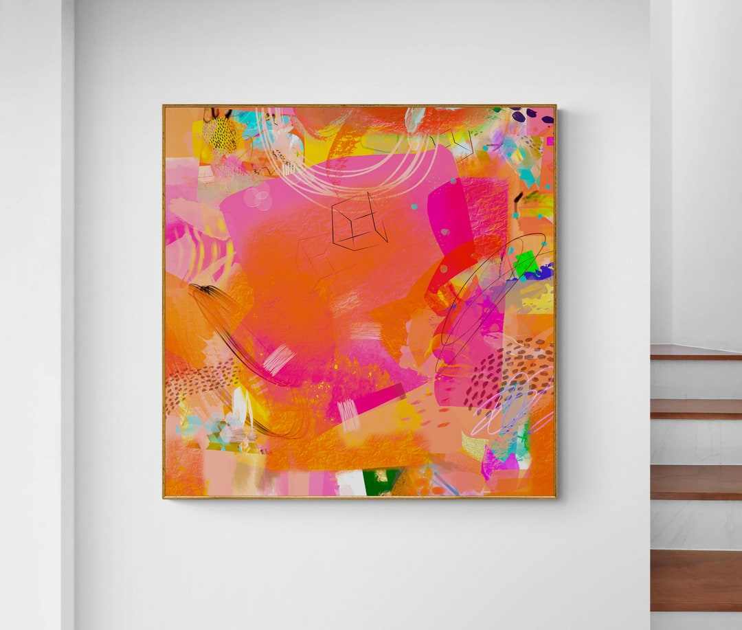 Bright Wall Art Abstract Painting Print, Vibrant and Colorful Abstract ...