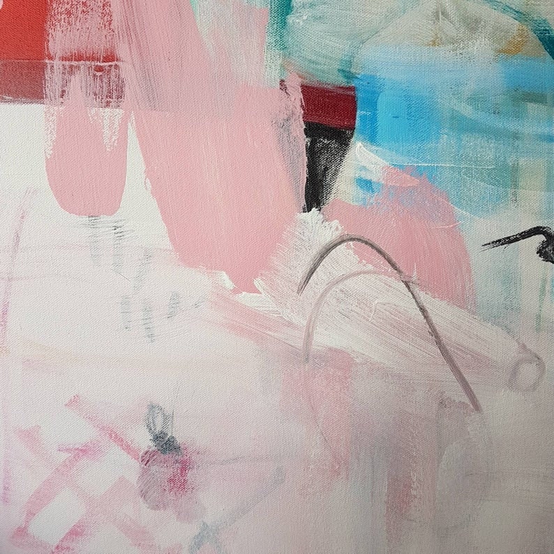 Pink Mustard Abstract Print Large Abstract Wall Art Living - Etsy