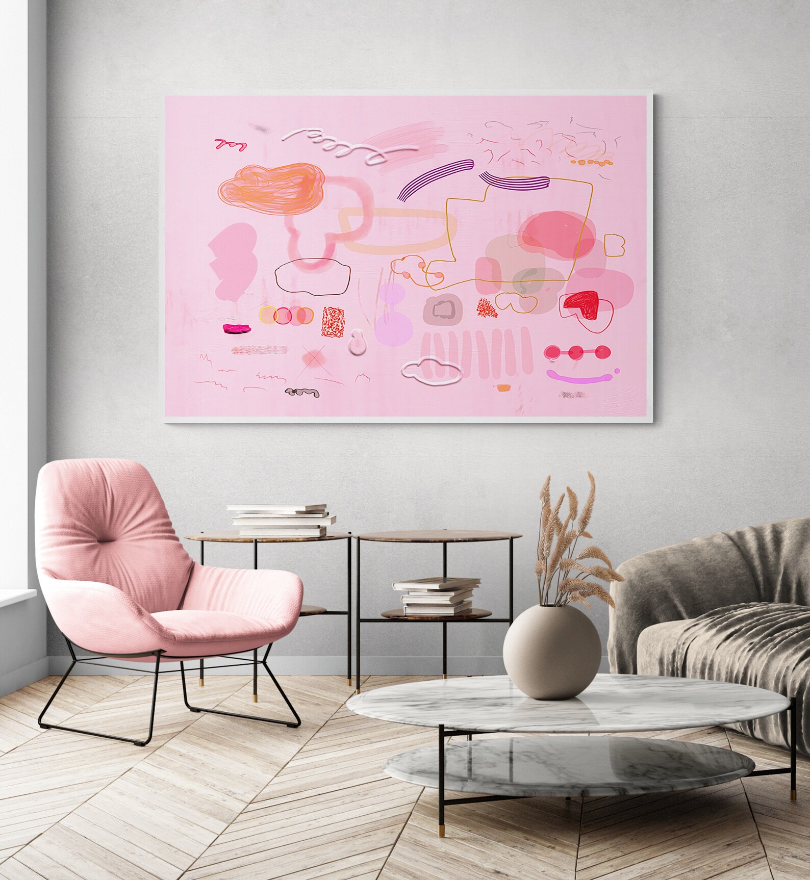Pink Funny Abstract Art Print Extra Large Art Prints Boho - Etsy