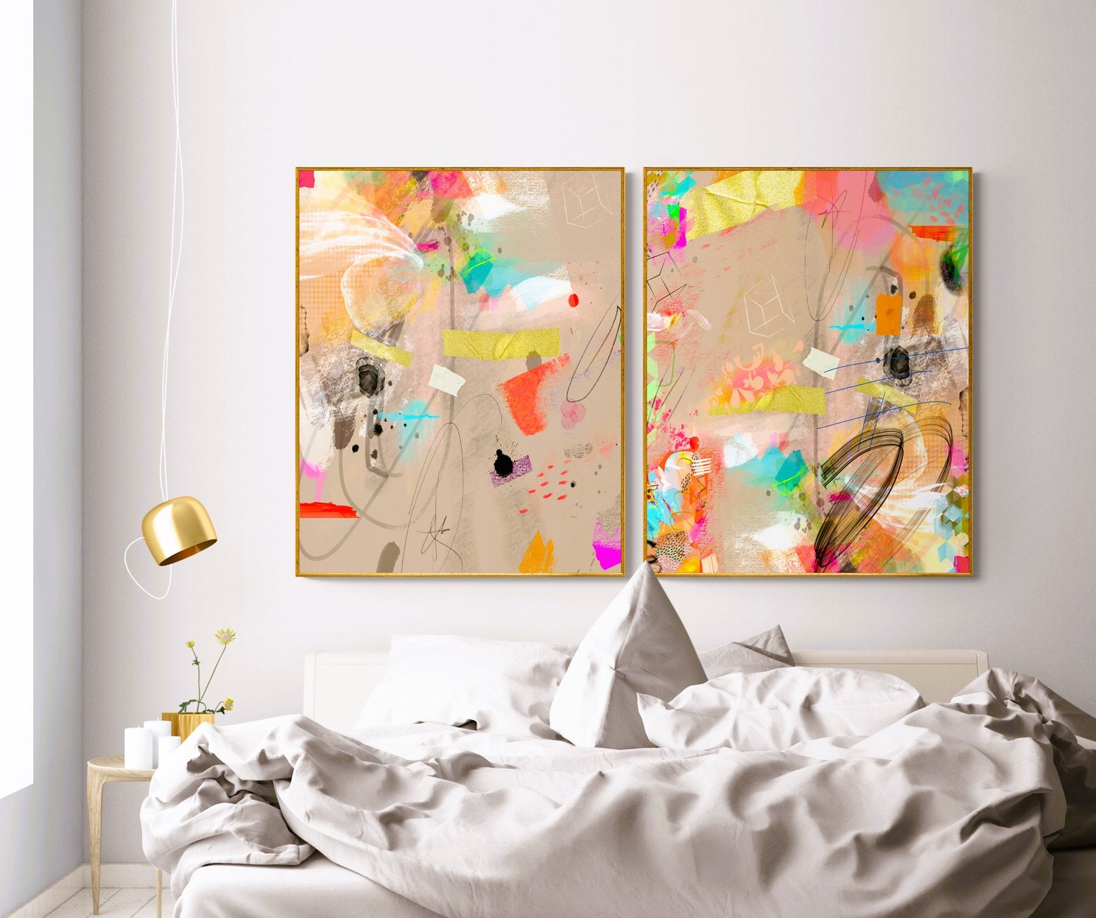 Abstract Art Print Set, Beige & Multicolor, Modern Funk Art - Etsy