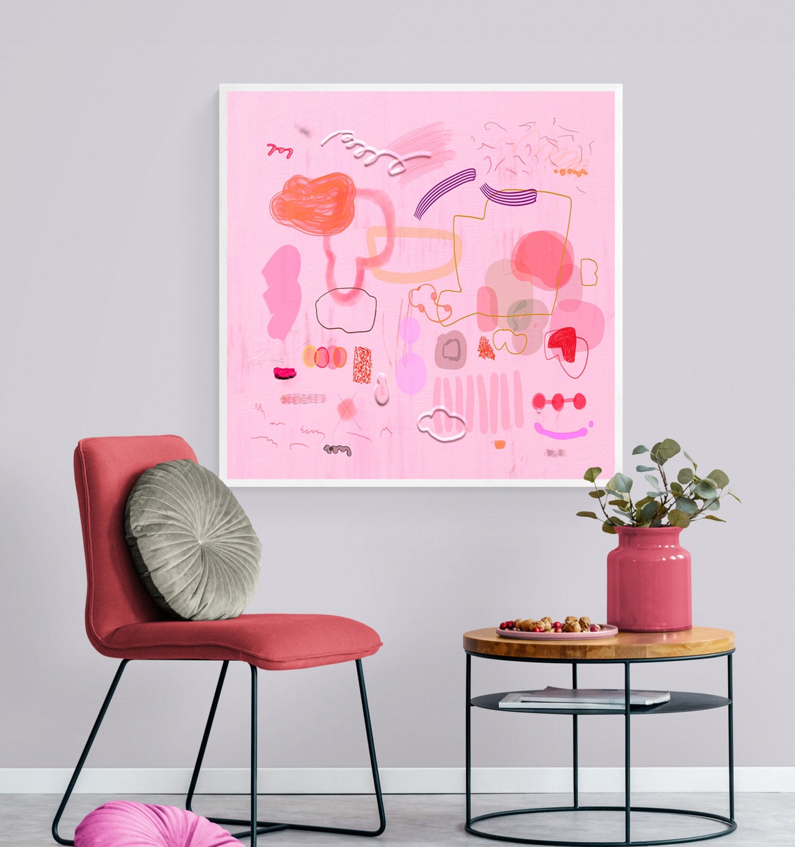 Pink Funny Abstract Art Print Extra Large Art Prints Boho - Etsy