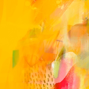 Bright and Vibrant Yellow Wall Art Abstract Painting Print, Large ...