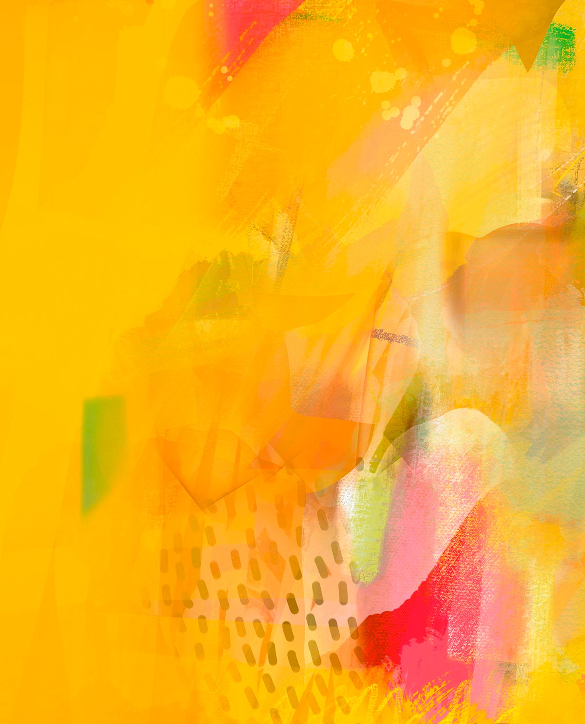 Bright and Vibrant Yellow Wall Art Abstract Painting Print, Large ...
