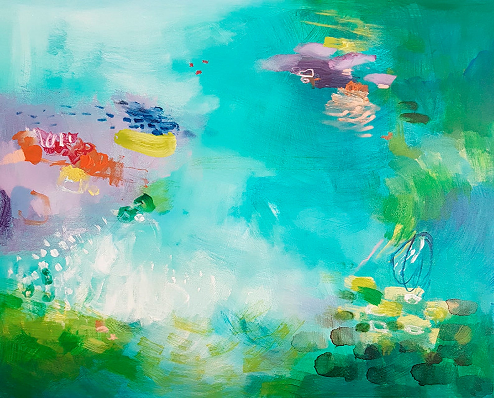 Teal Aqua Abstract Giclee Print, Large Canvas Wall Art - Etsy