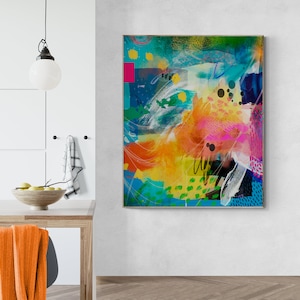 Colorful and Vibrant Abstract Wall Art, Bright Abstract Modern Painting ...