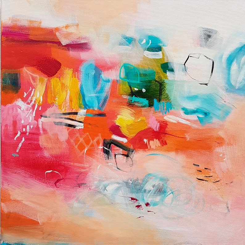 Abstract Prints Set, Set of 2 Large Prints, Vibrant Orange Set, Large ...