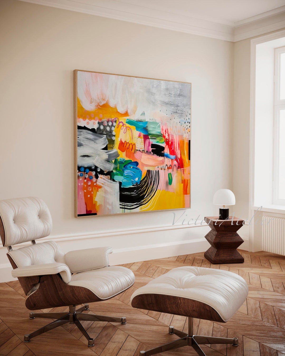Abstract Painting Print, Vibrant Colorful Wall Art, Extra Large Wall ...