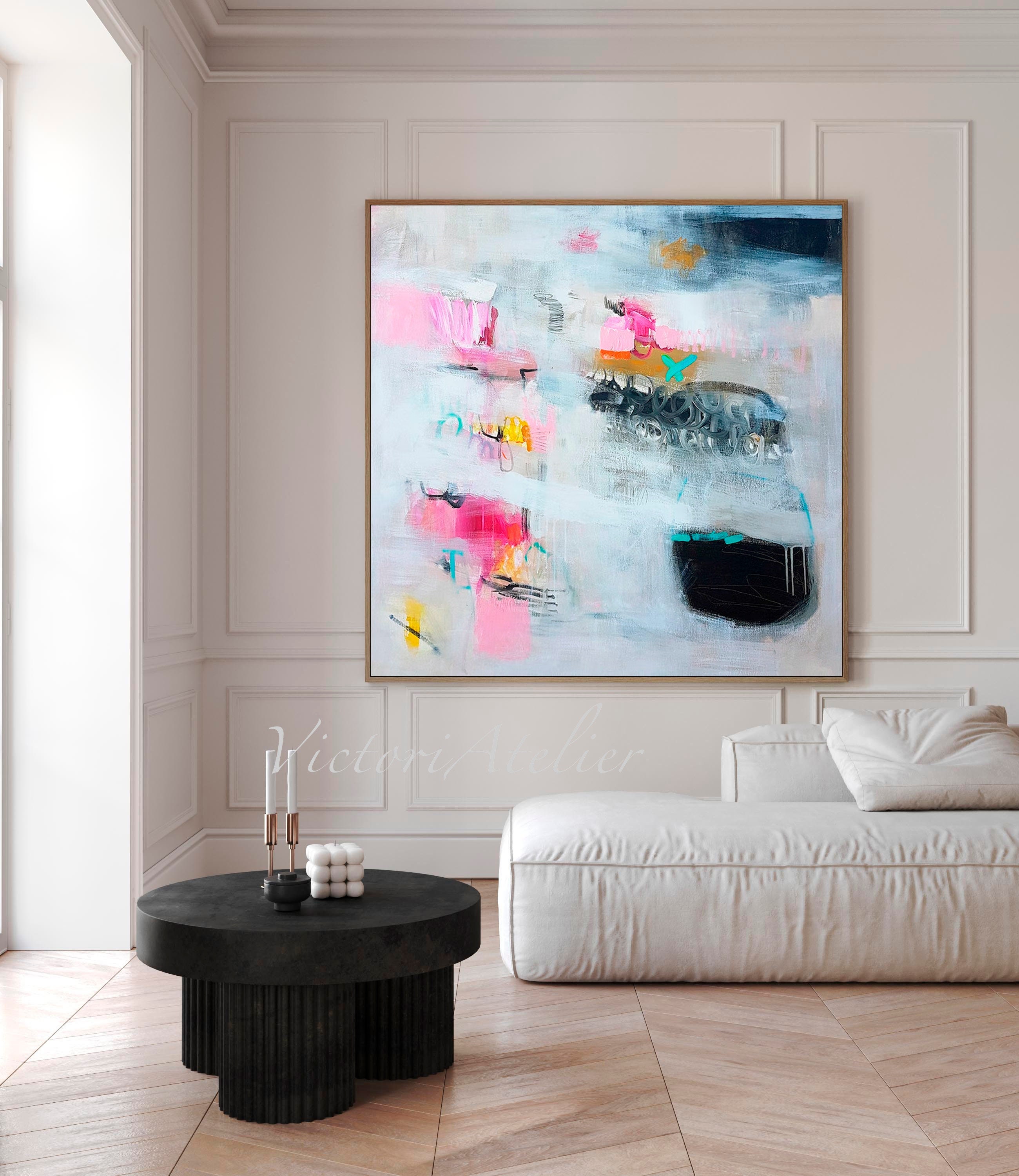 Black and Pink Abstract Art Print, Modern Wall Decor - Etsy