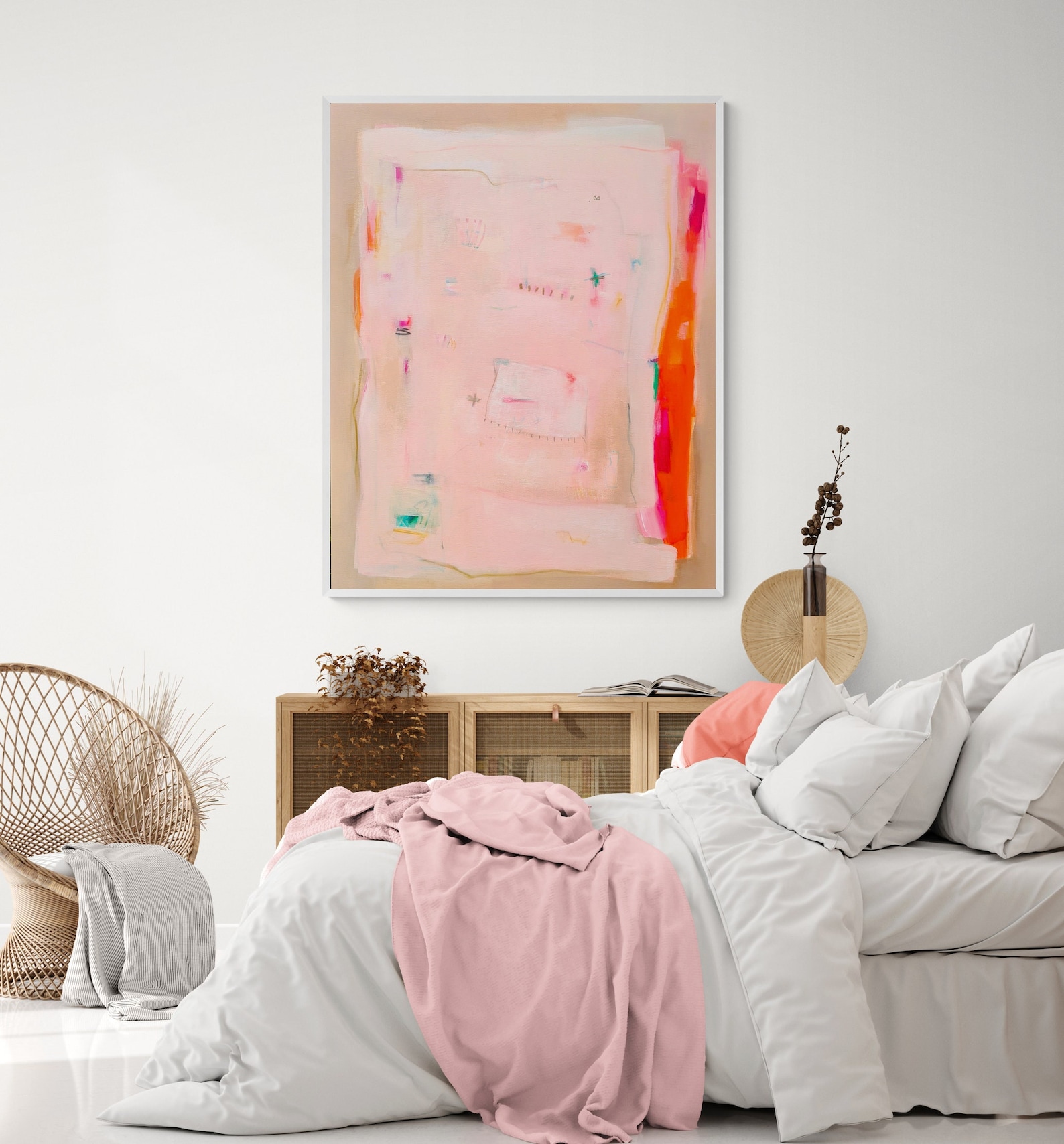 Abstract Art Print, Light Pink Coral Beige, Minimalist Canvas Decor - Etsy