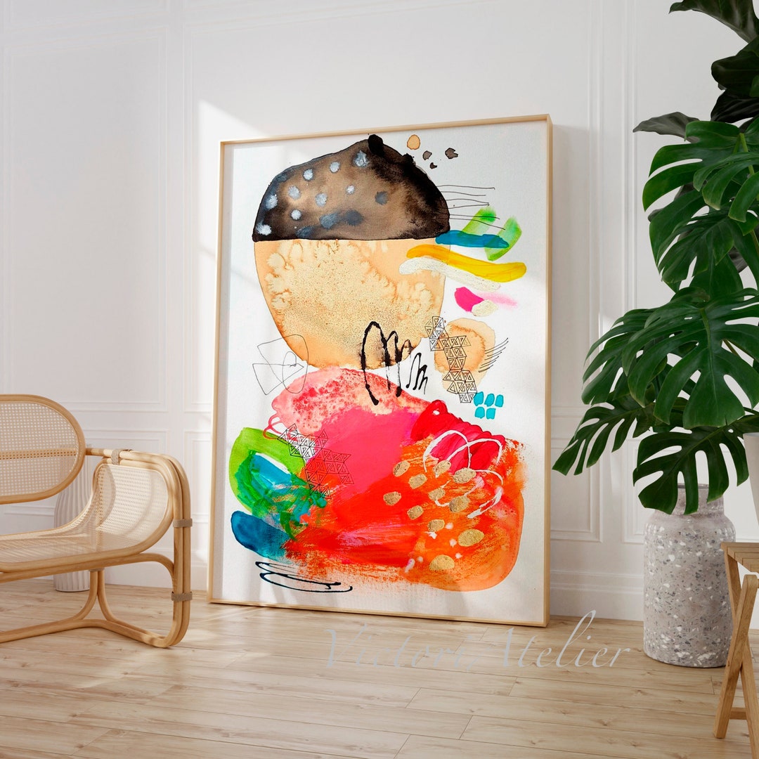 Bright Orange Abstract Art, Bold Wall Art, Colorful Abstract Painting ...