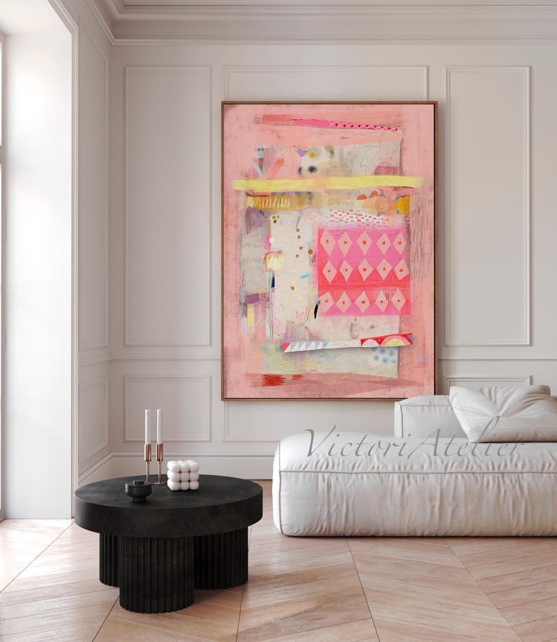 Light Pink Abstract Art Print, Modern Trendy Wall Decor - Etsy