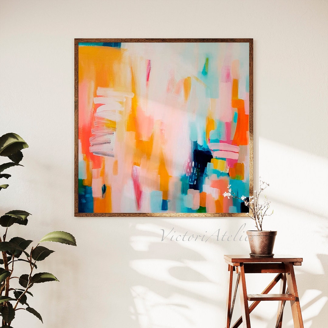 Abstract Giclée Print, Yellow Orange Wall Art, Living Room Decor - Etsy