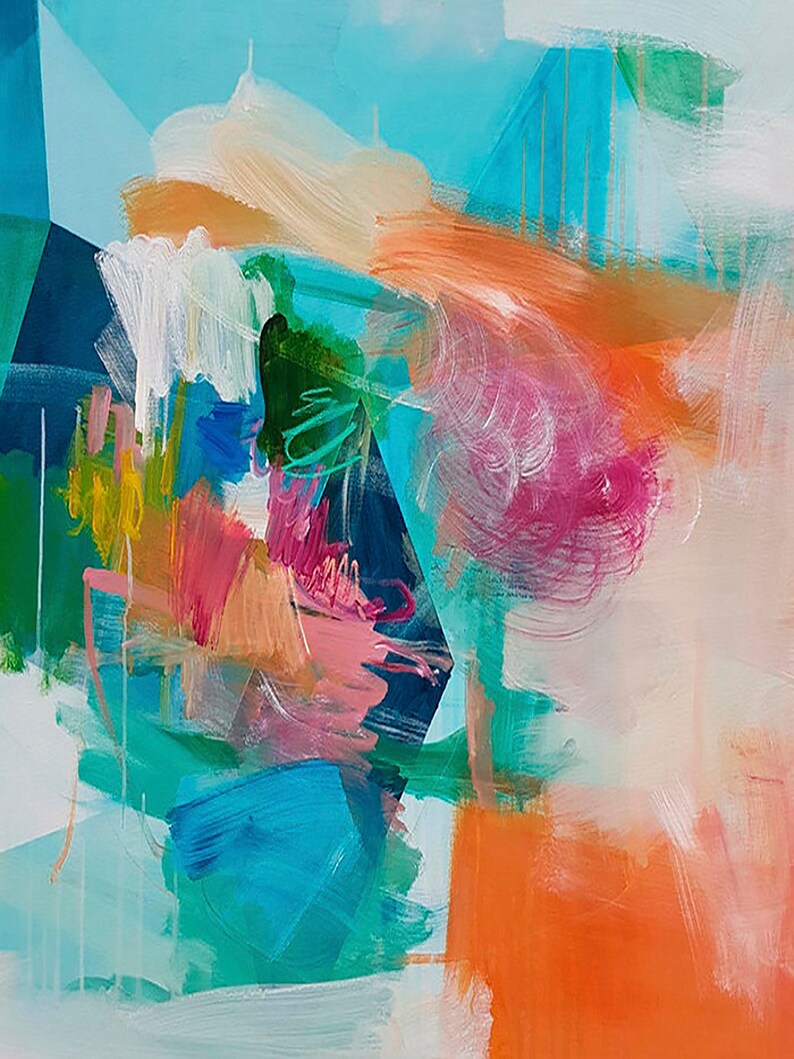 Abstract Prints Set of 2, Set of Two Colorful Print, Abstract Painting ...