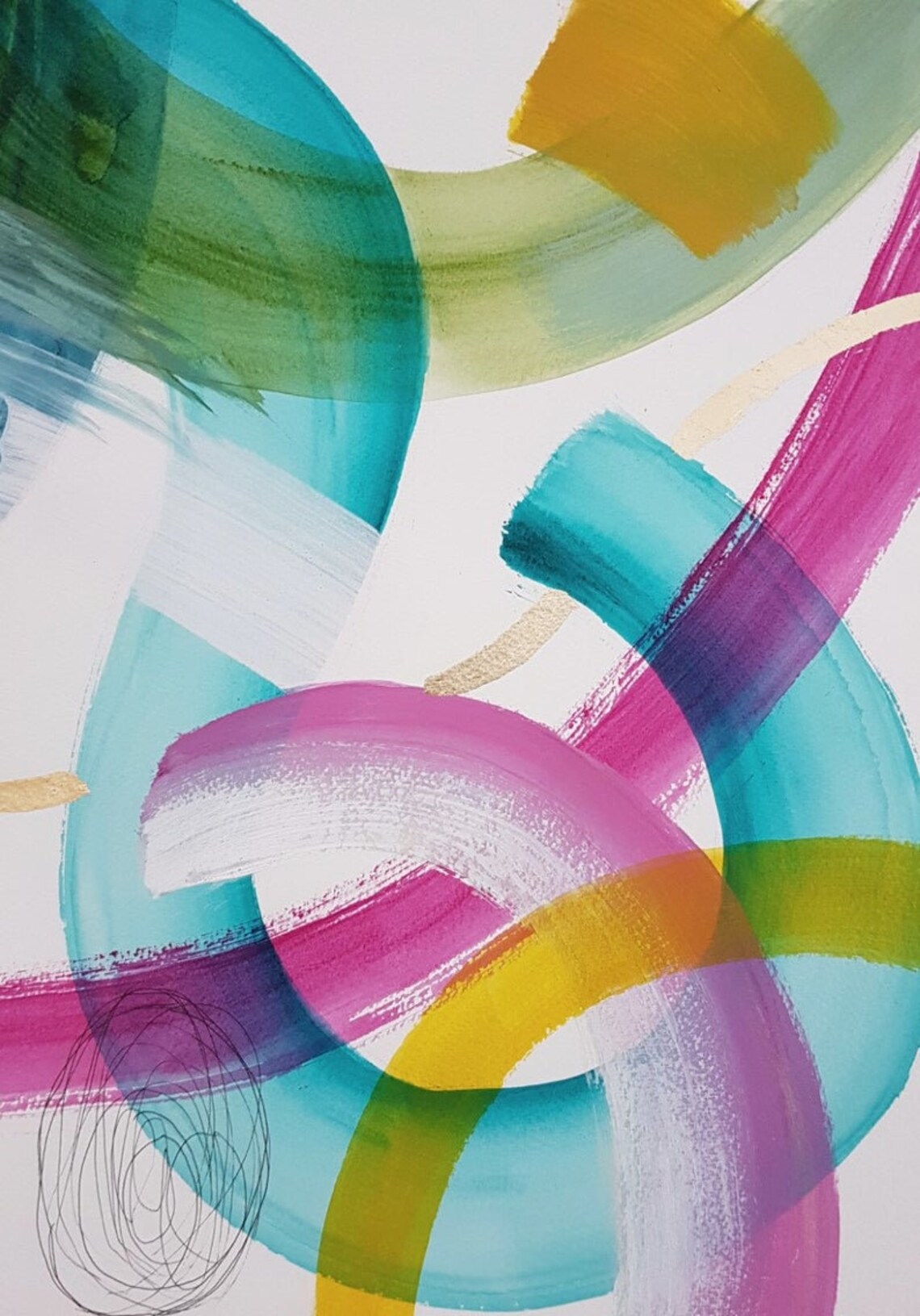 Abstract Art Print Set, Colorful Modern Paintings, Gold Leaf ...