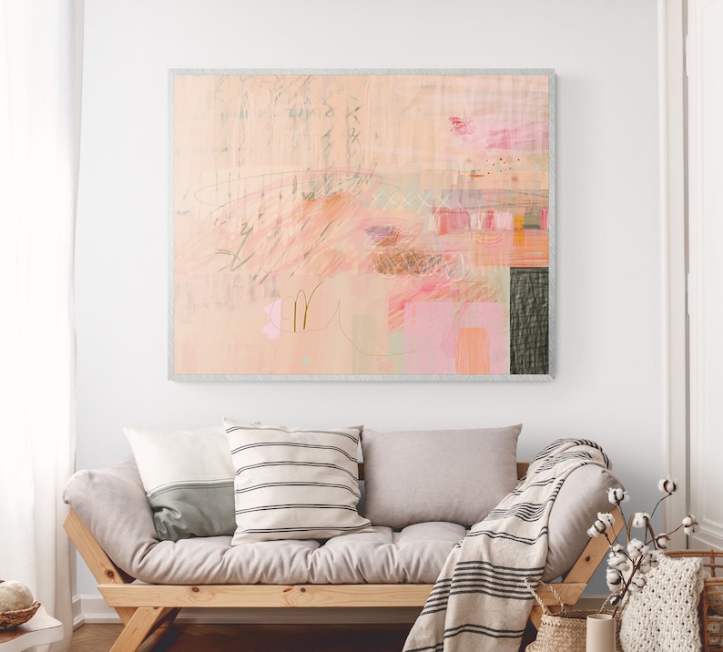 Light Coral Modern Abstract Wall Art Printable Art Print Wall - Etsy