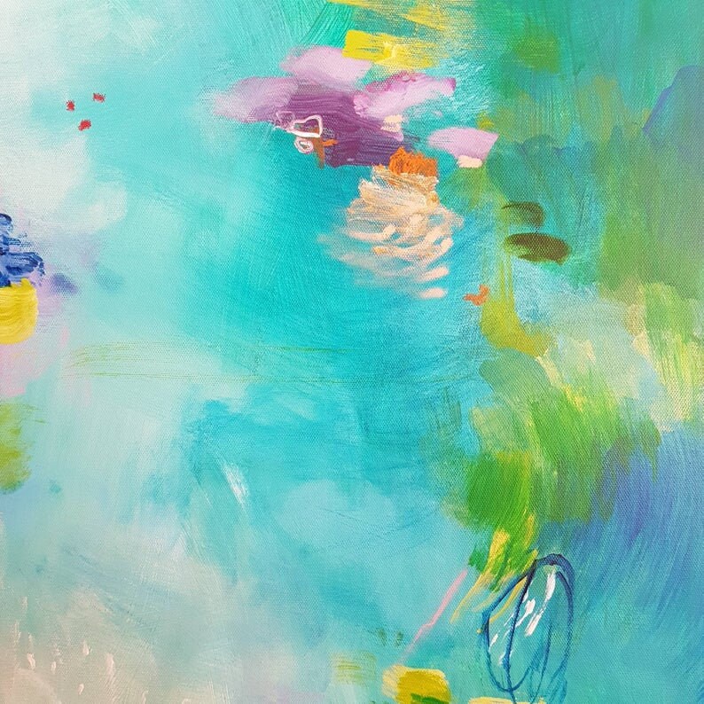 Teal Aqua Abstract Giclee Print, Large Canvas Wall Art - Etsy