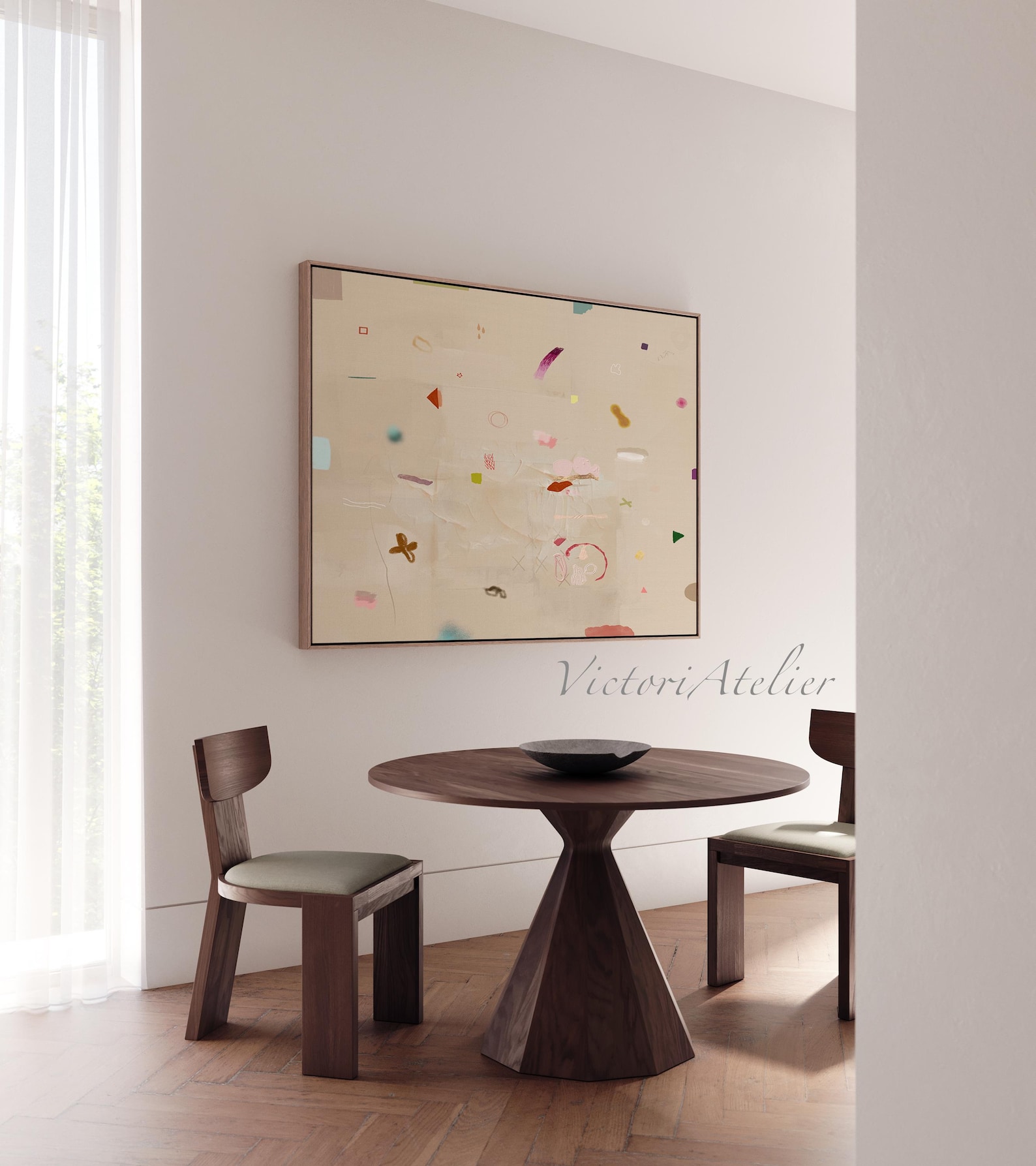 Neutral Abstract Painting, Minimalist Modern Wall Decor, Large Beige ...