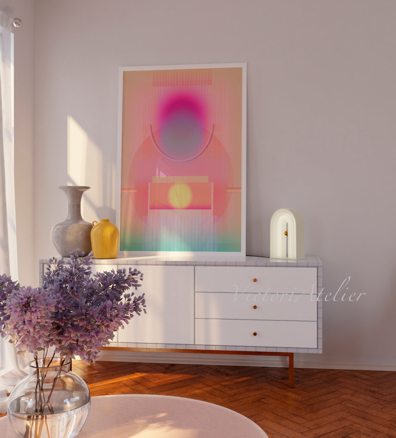 Pastel Gradient Abstract Art Print, Magenta Pink Wall Decor - Etsy