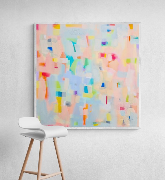 Abstract Painting Print in Pastel Colors Colorful Painting in - Etsy