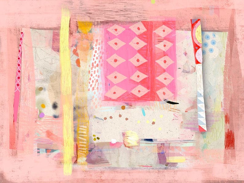 Light Pink Abstract Art Print, Modern Trendy Wall Decor - Etsy