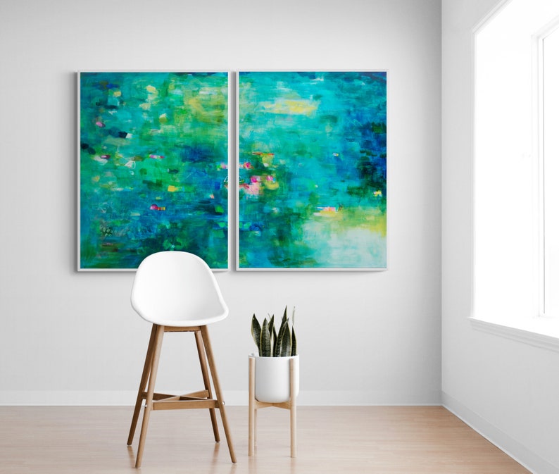 Abstract Prints Set Set of 2 Large Prints Tropical Landscape - Etsy