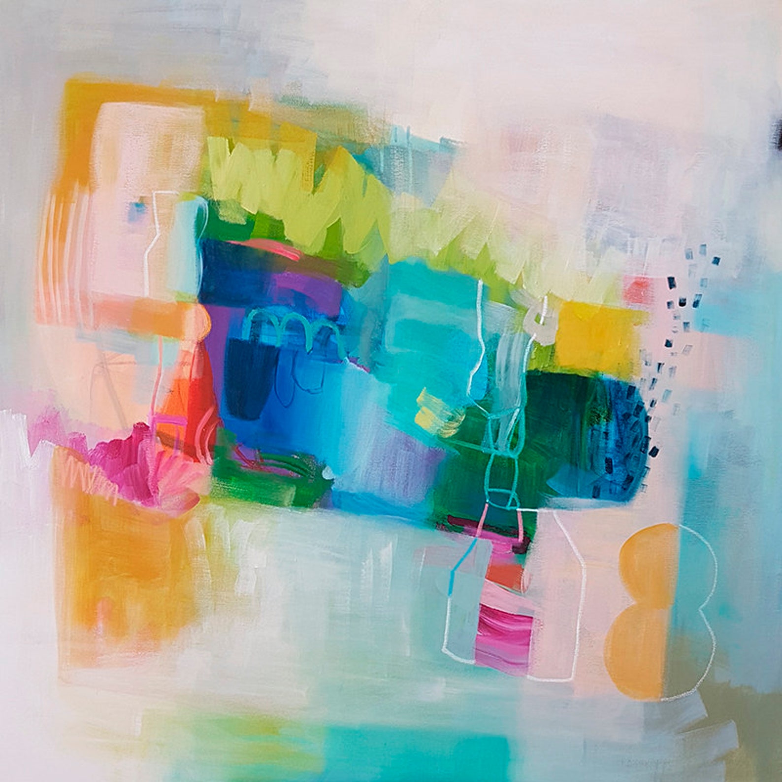 Large Abstract Print Vibrant and Colorful Extra Large Wall - Etsy