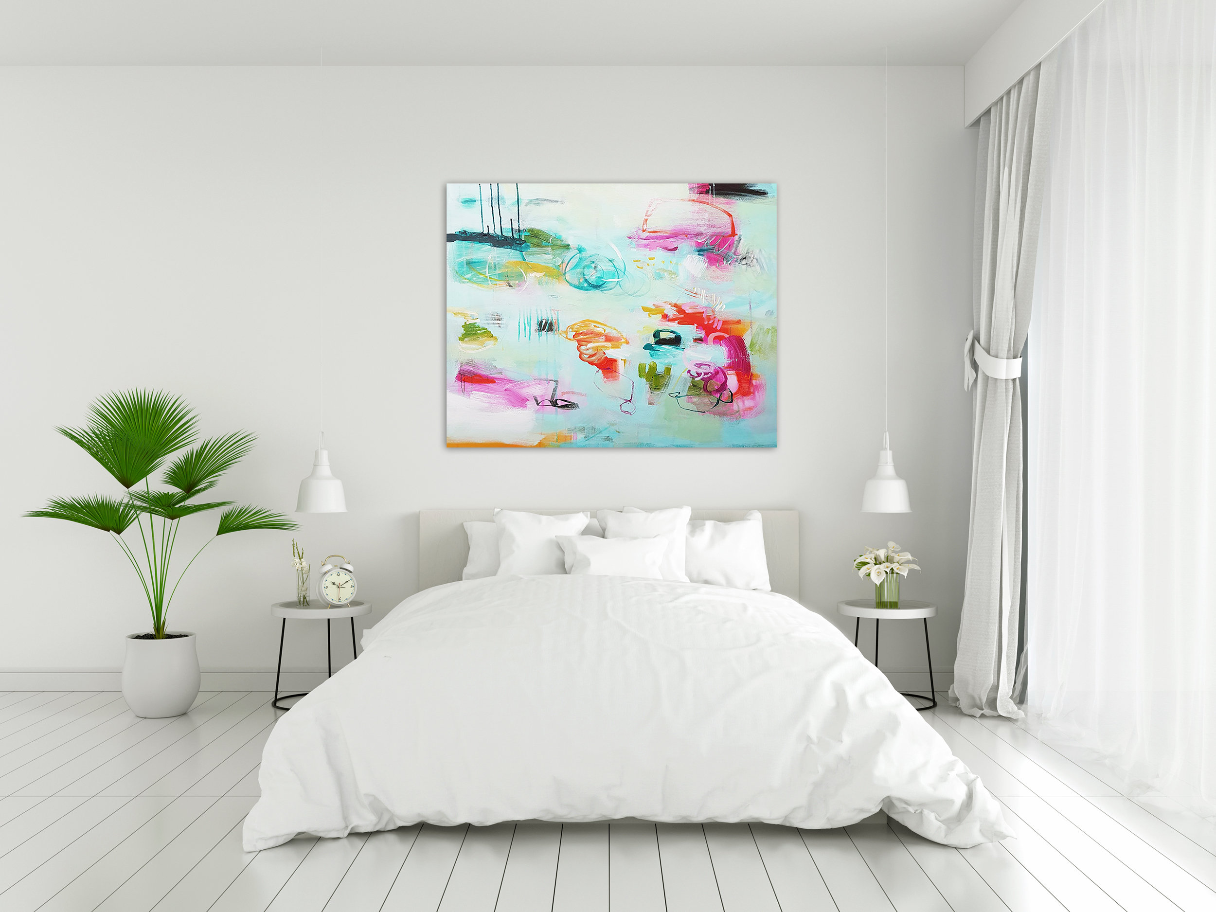 Abstract Art Print, Teal Green Mint, Modern Painting, Giclée ...