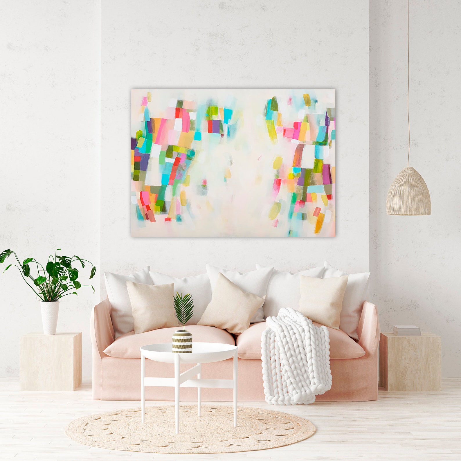 Light Pink and Multicolored Wall Art Printabstract Painting - Etsy