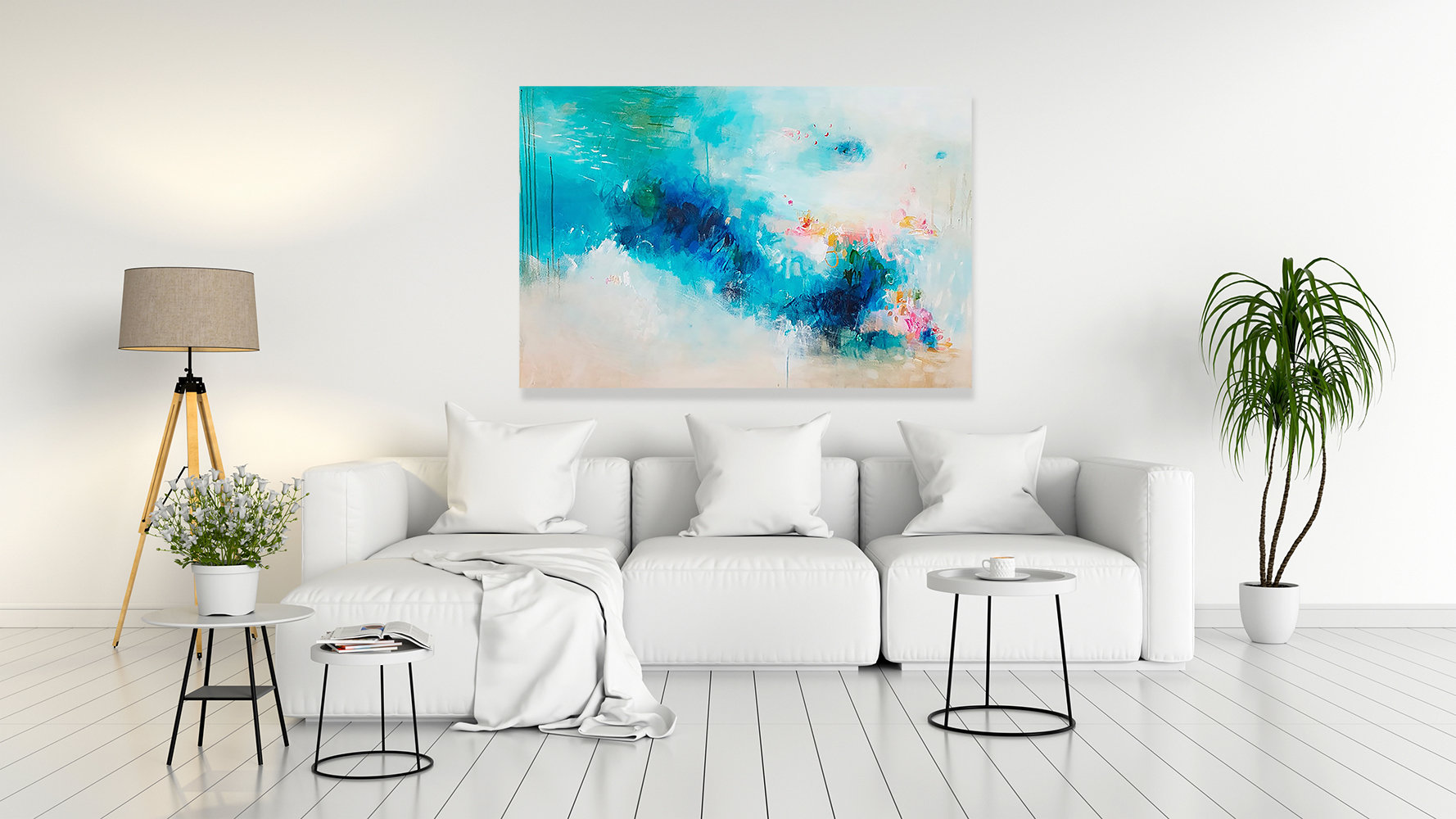Extra Large Turquoise Wall Art Print Light Blue Abstract | Etsy