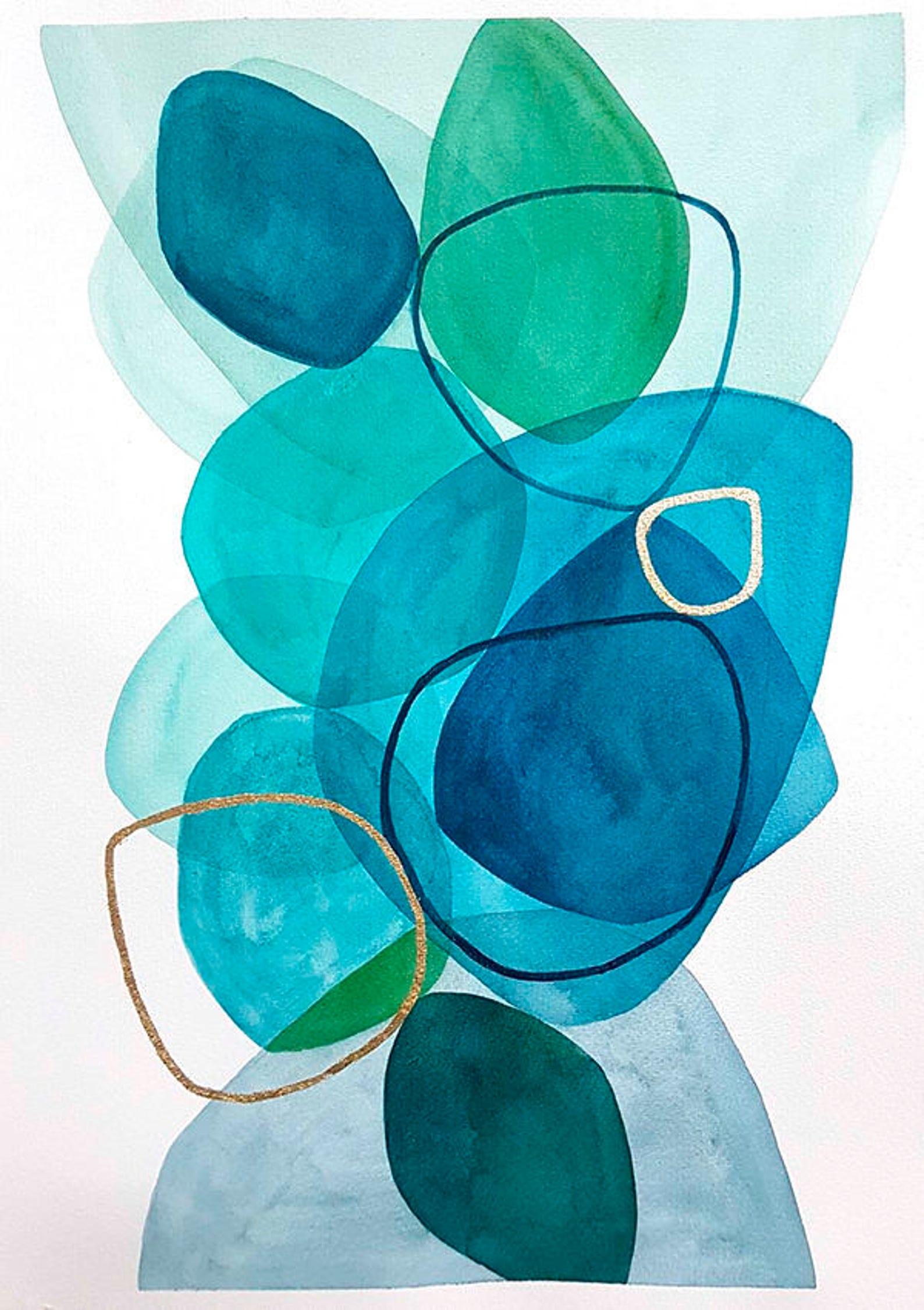 Abstract Art Print Blue Geometric Art Painting Print - Etsy