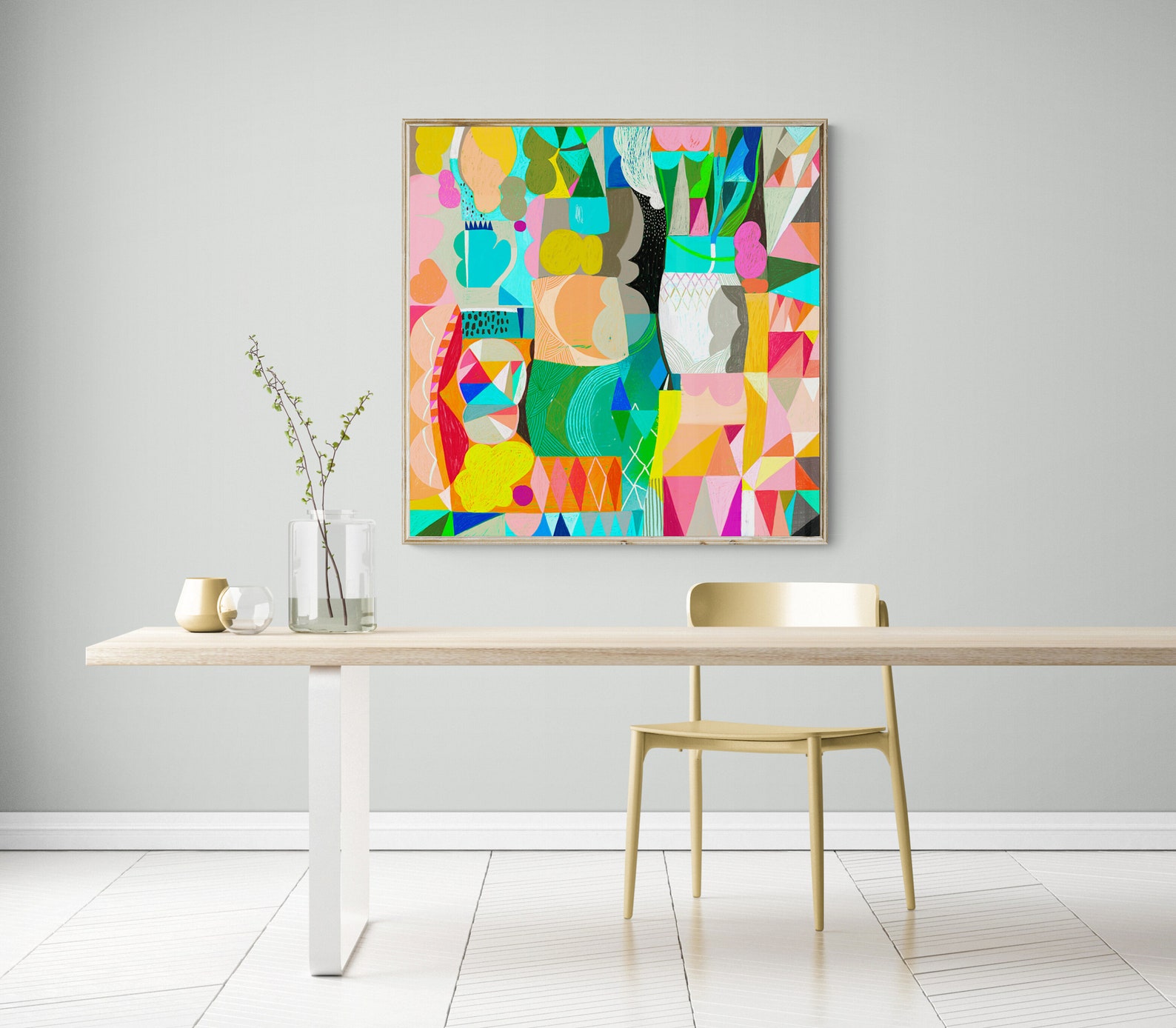 Colorful Geometric Abstract Painting Print Vibrant Multicolor | Etsy