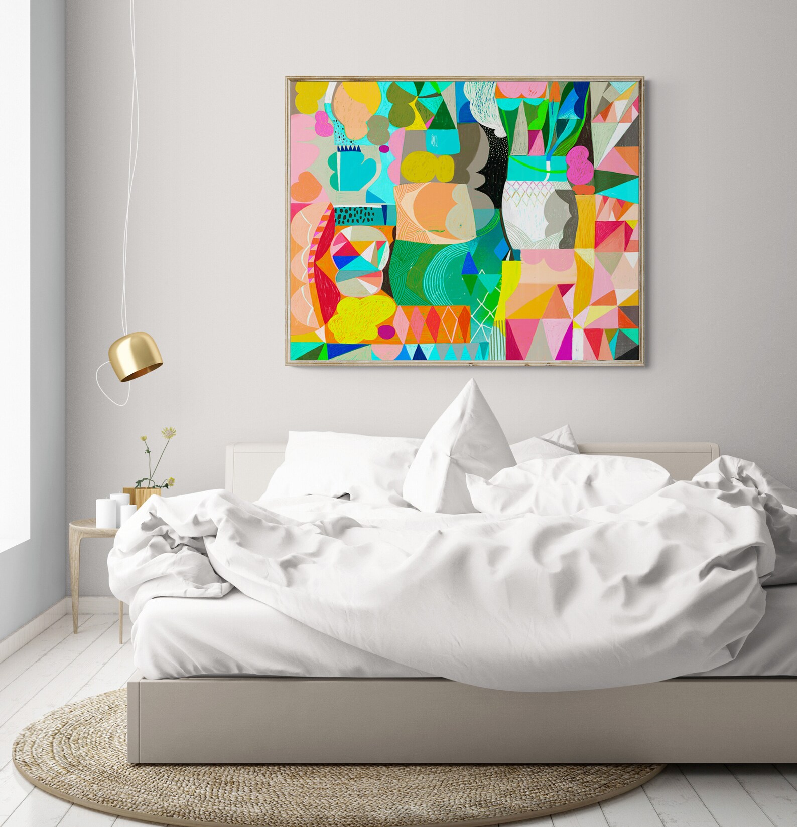 Colorful Geometric Abstract Painting Print Vibrant Multicolor | Etsy