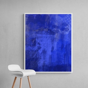 Royal Blue Art Minimalist Giclee Print, Extra Large Painting Print ...