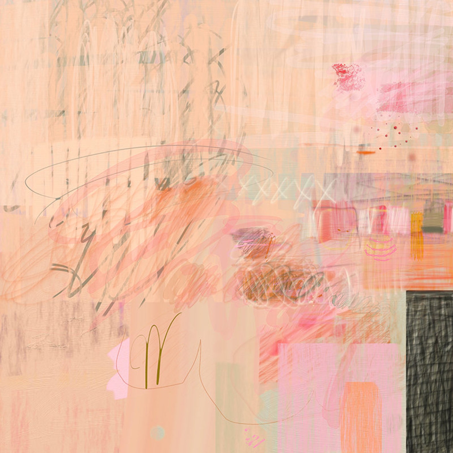 Light Coral Modern Abstract Wall Art Printable Art Print Wall | Etsy