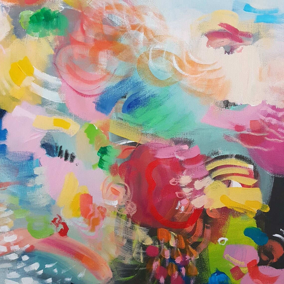 Colorful Brushstoke Abstract Wall Art, Joyful Multicolor Modern Waall ...