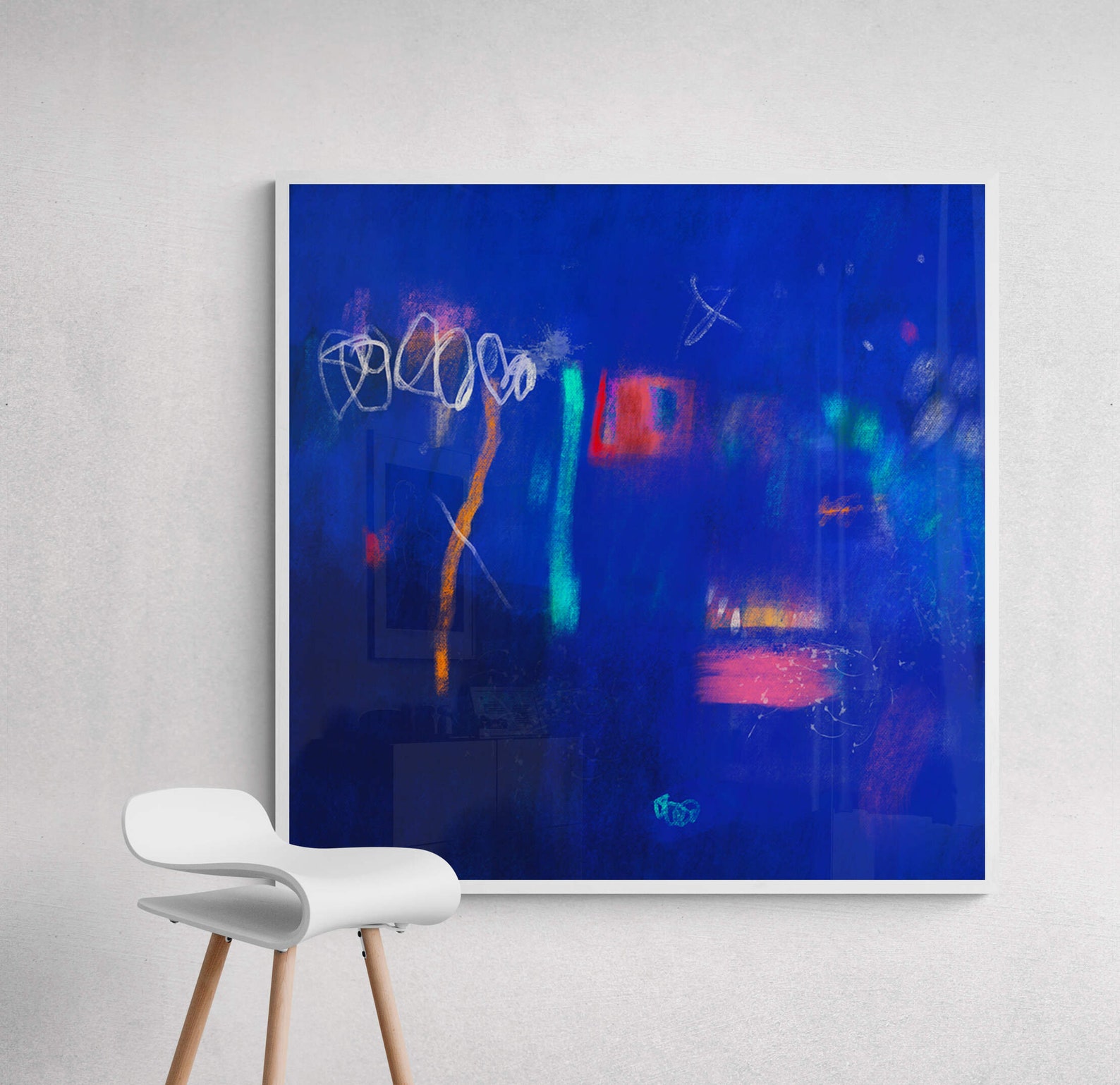 Royal Blue Modern Abstract Wall Art Blue Abstract Painting - Etsy