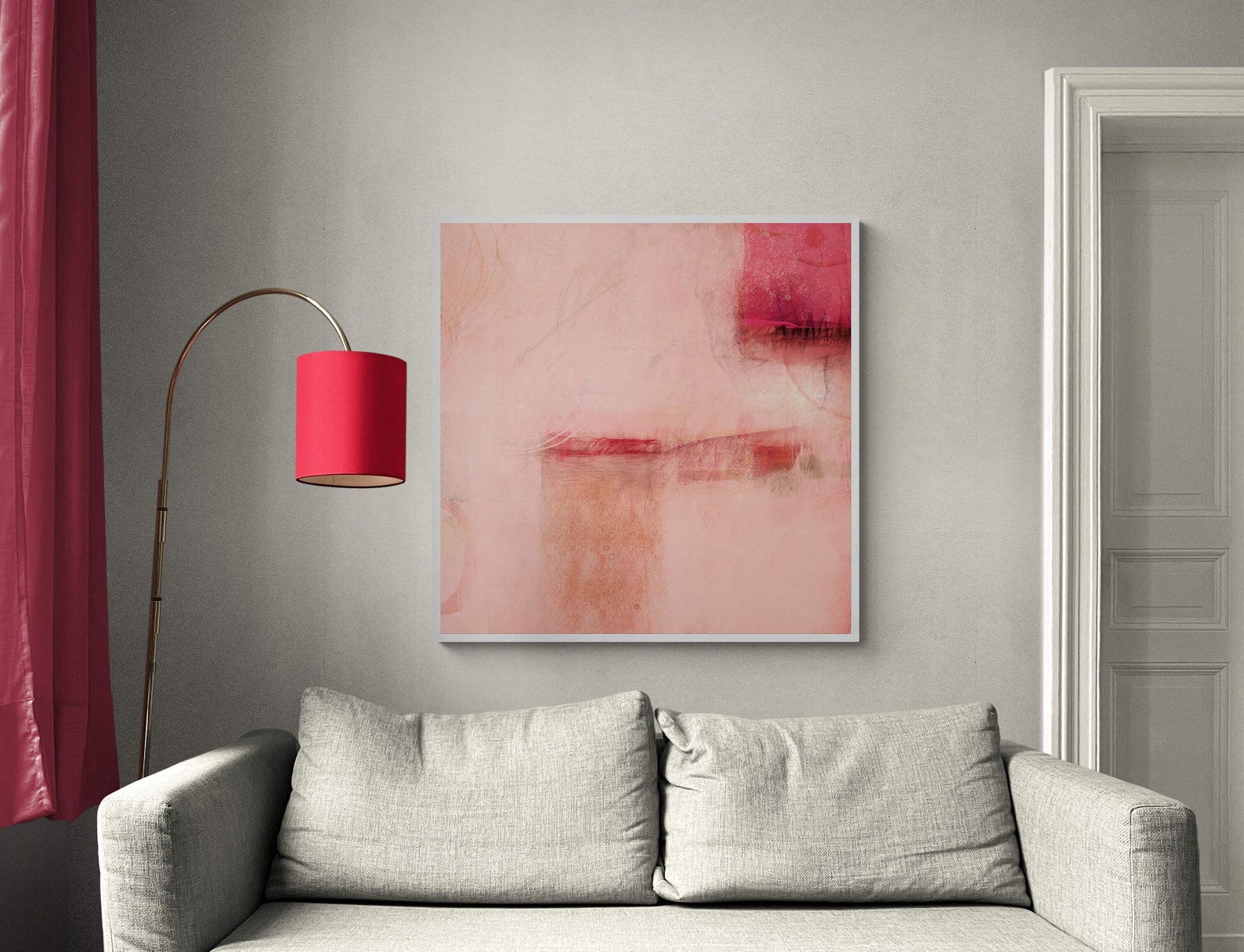 Minimalist Abstract Pink Wall Art, Large Abstract Painting Print ...