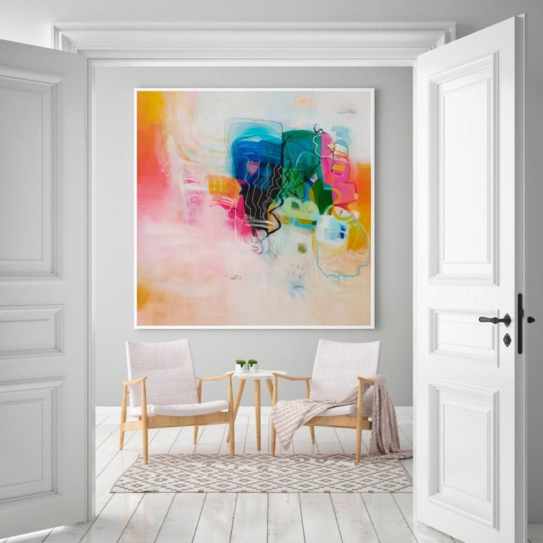 Bright Colorful Abstract Art Print, Coloured Abstract Painting, Extra ...