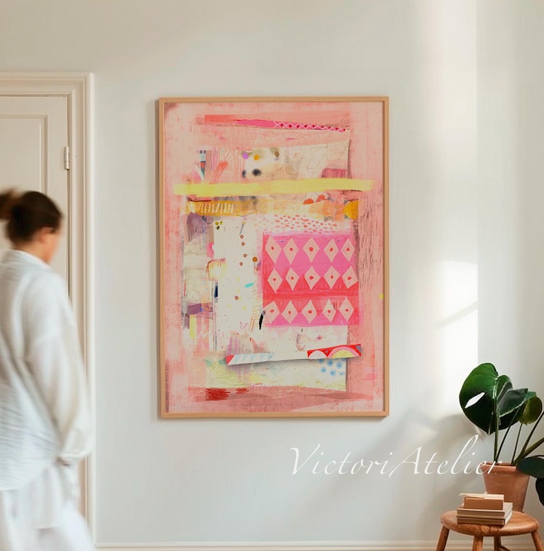 Light Pink Abstract Art Print, Modern Trendy Wall Decor - Etsy