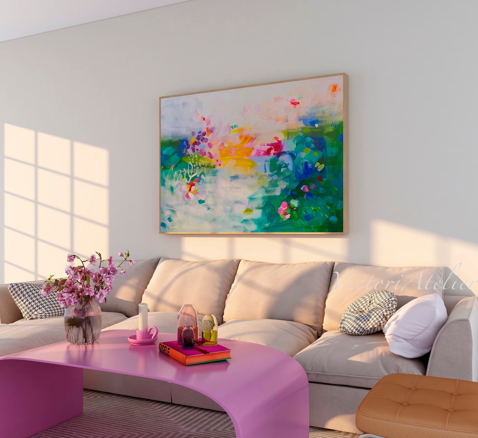 Abstract Floral Landscape Print, Green Multicolor Wall Art - Etsy
