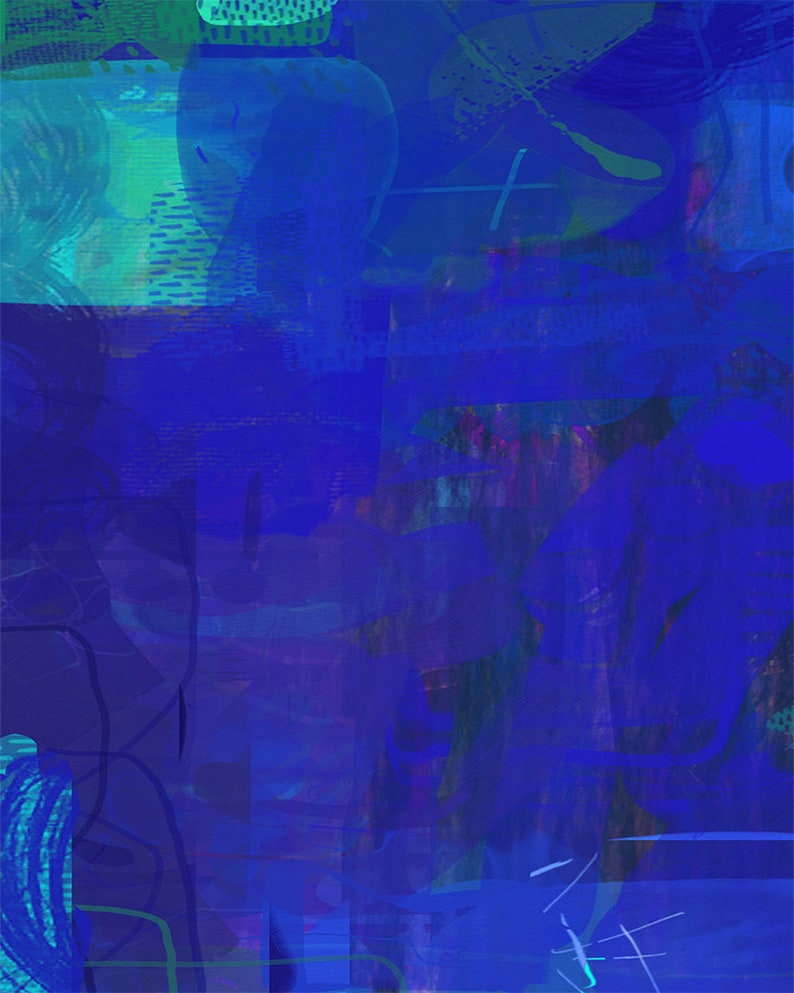 Blue Abstract Giclée Print Set, Modern Wall Art - Etsy
