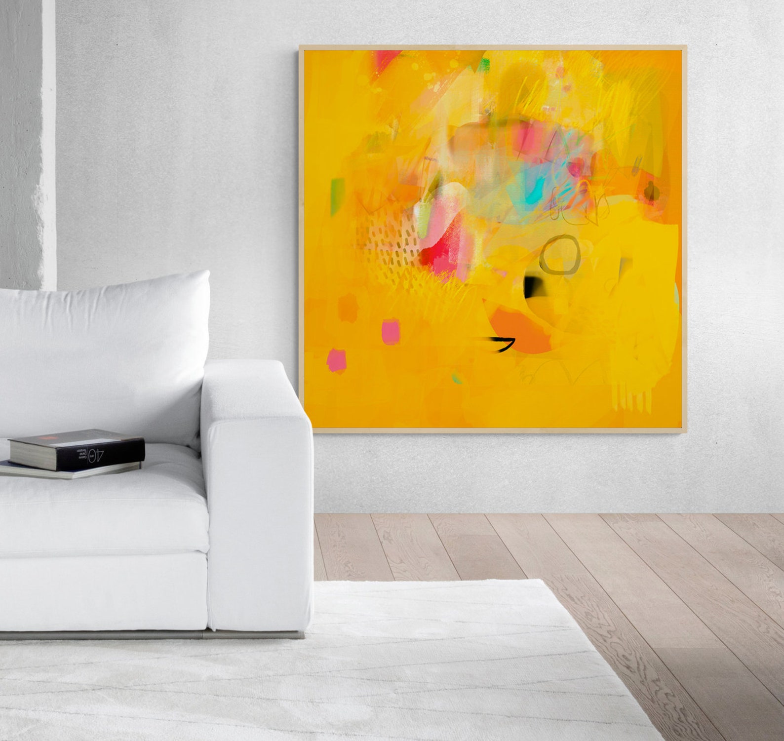 Bright and Vibrant Yellow Wall Art Abstract Painting Print - Etsy